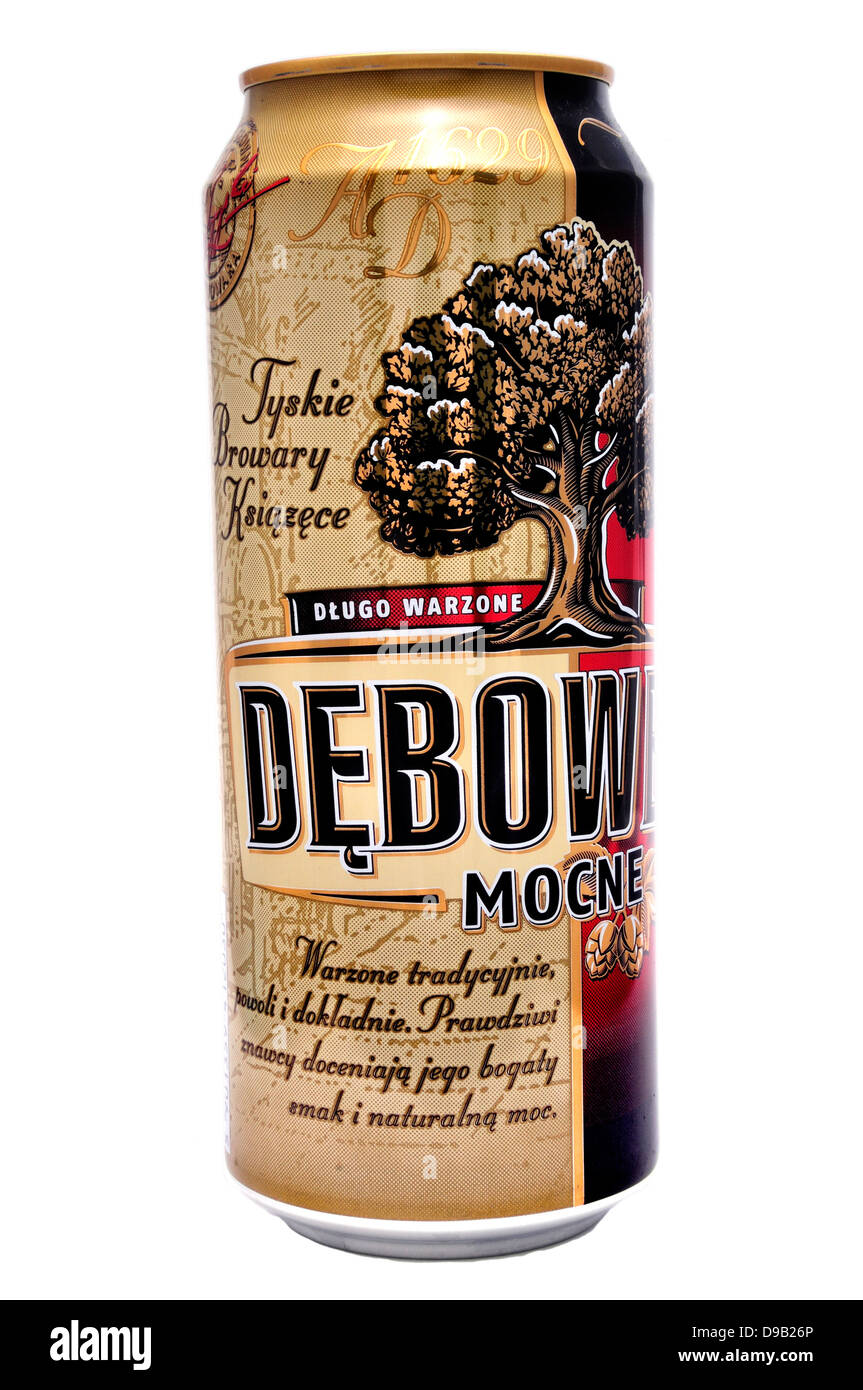 Beer can: Polish 'Debowe Mocne' Stock Photo - Alamy