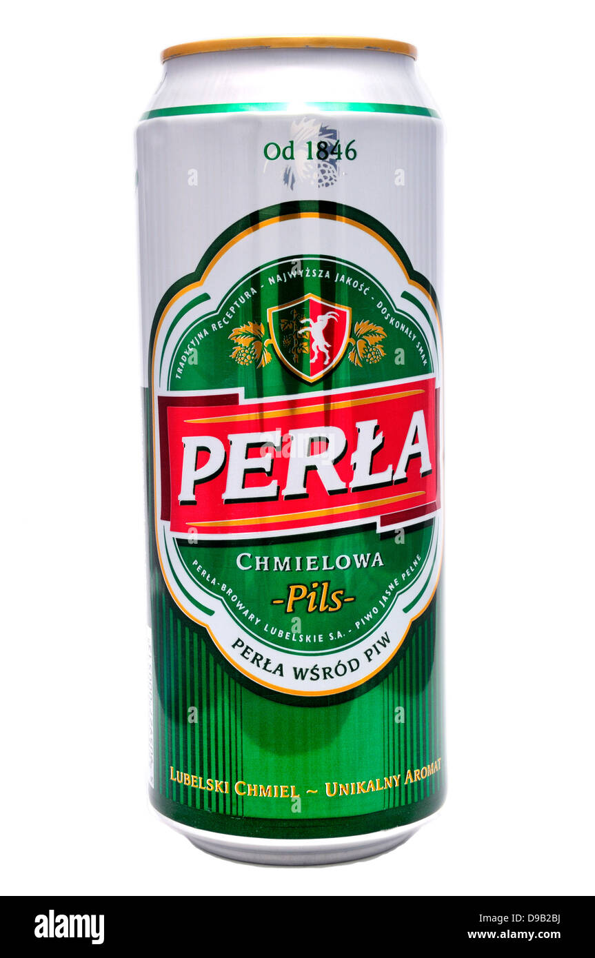Beer can: Polish 'Perla' Pils Stock Photo - Alamy