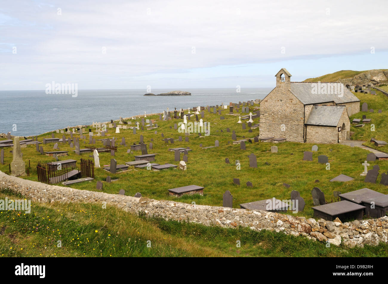 Llanbadrig Church on a headland near Cemaes Bay Anglesey Stock Photo ...
