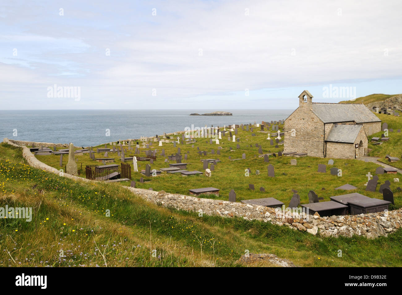 Llanbadrig Church on a headland near Cemaes Bay Anglesey Stock Photo ...