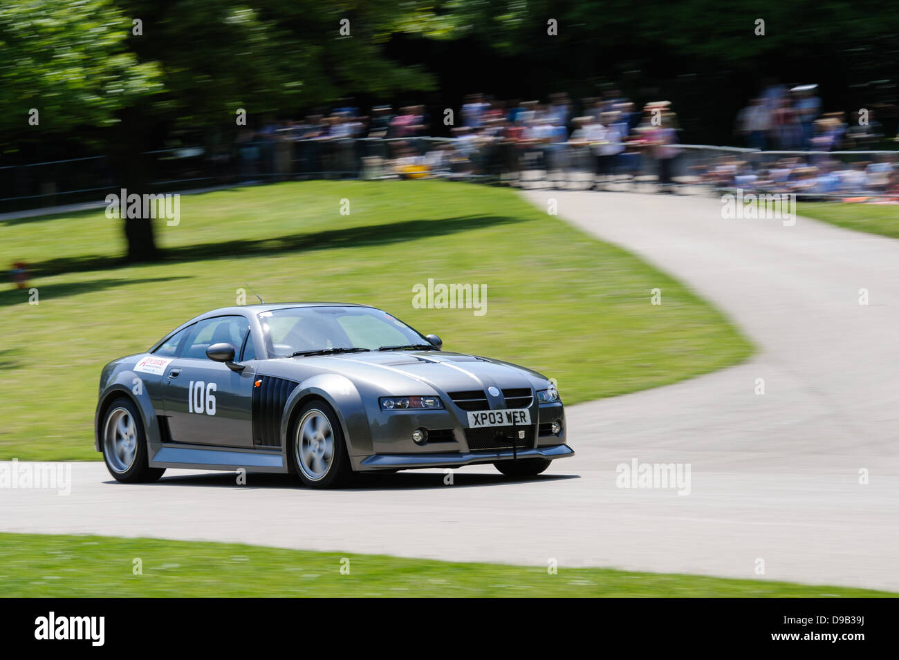 A car racing around Crystal Palace Park in London for the Motorsport at ...
