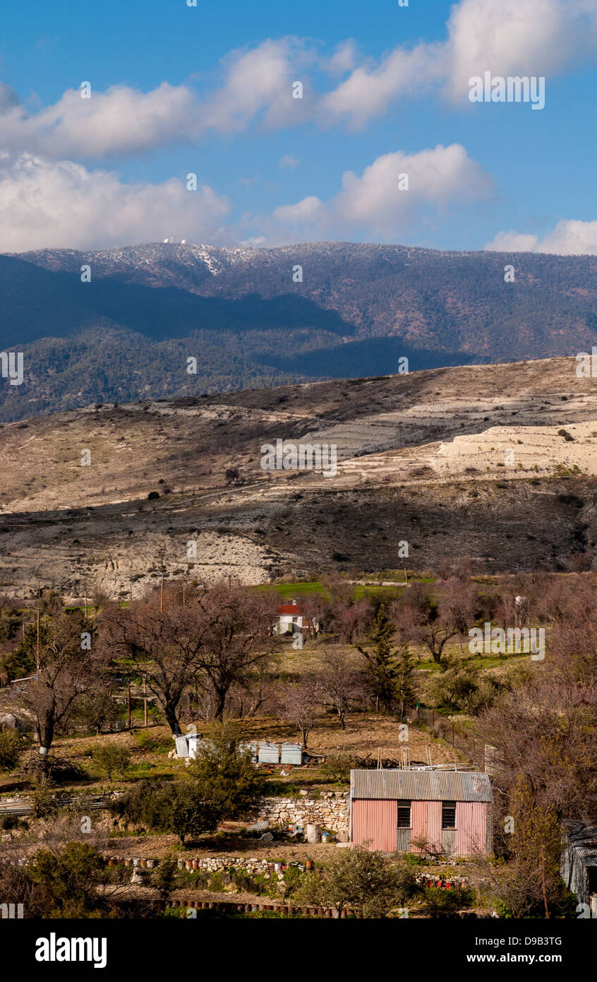 Remote traditional buildings in the Paphos district looking north ...