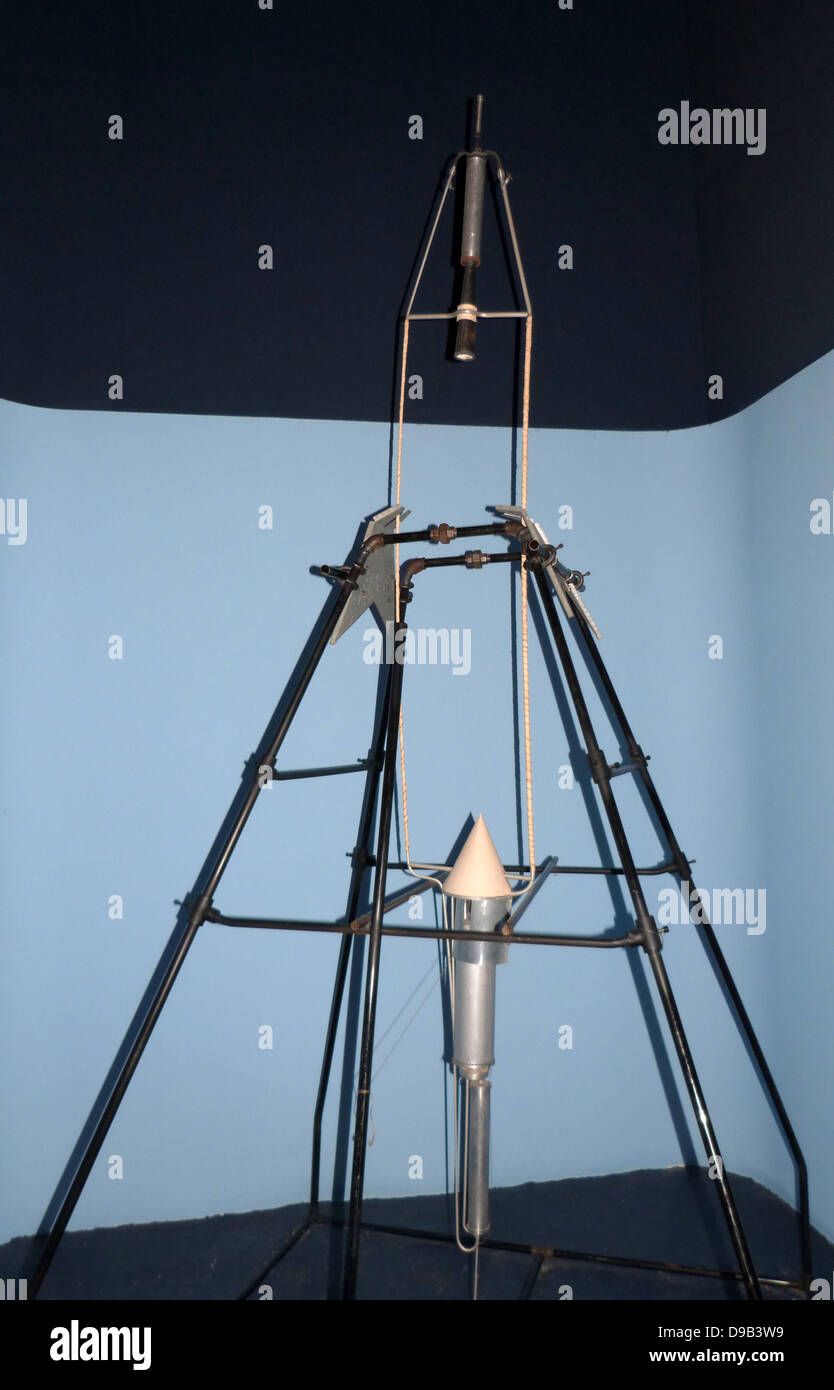 Replica of the first successful liquid propellant rocket. Although the ...