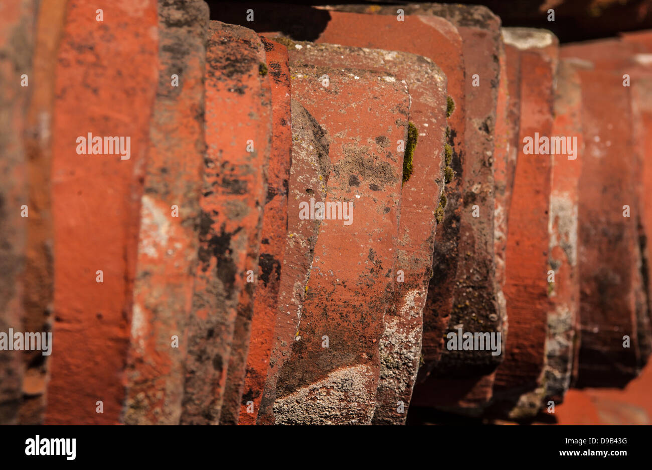 Stacked terracotta roof tiles. Cyprus Stock Photo - Alamy