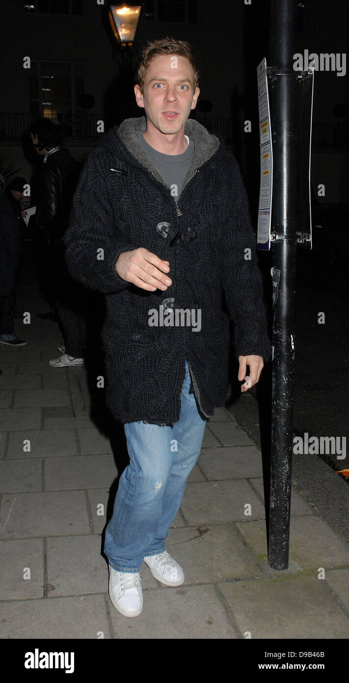 Joe Armstrong, leaving the Theatre Royal Haymarket after performing in ...