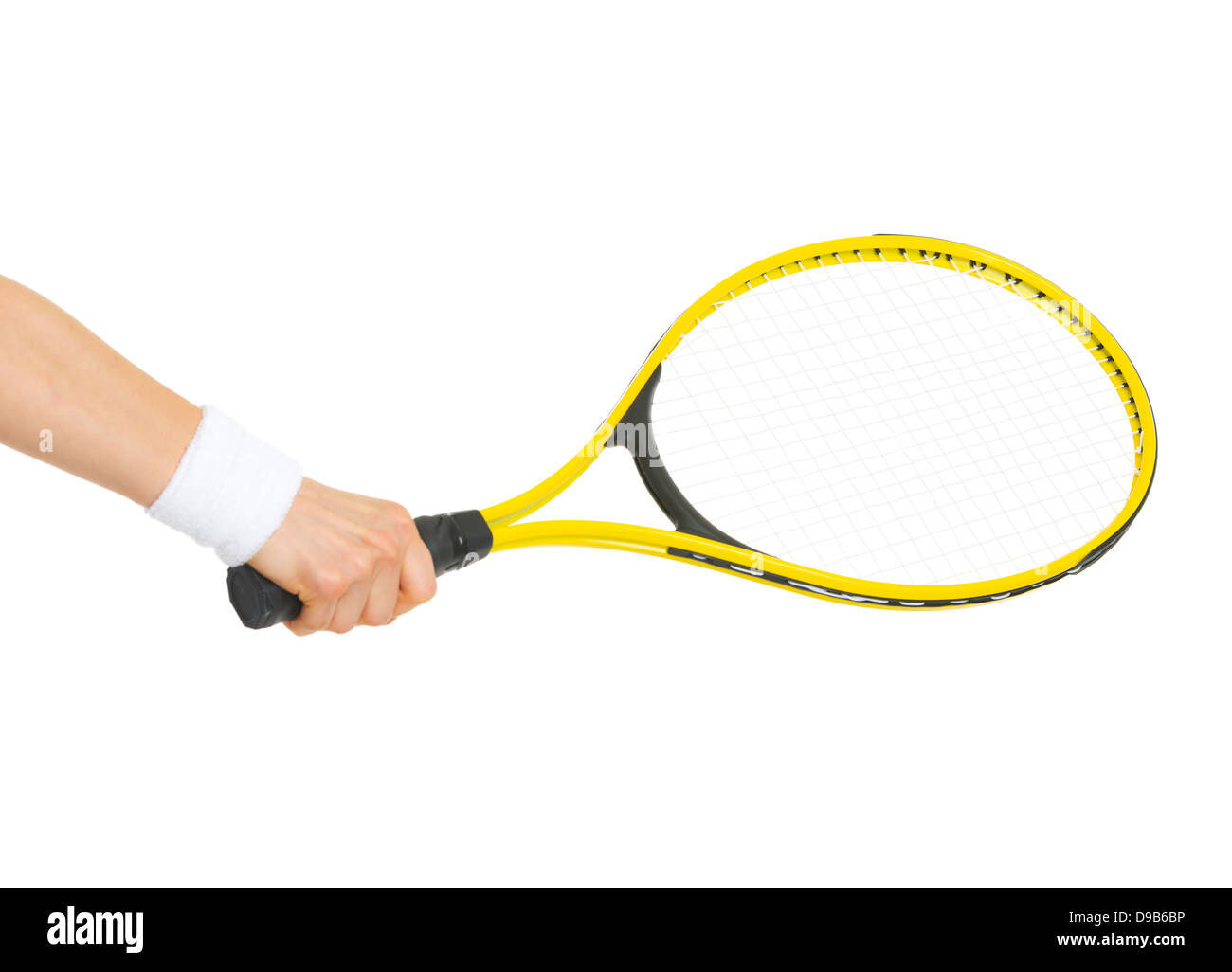 Closeup on hand with tennis racket Stock Photo - Alamy