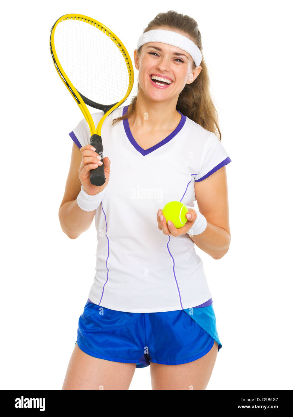 Girl holding tennis racket Cut Out Stock Images & Pictures - Alamy