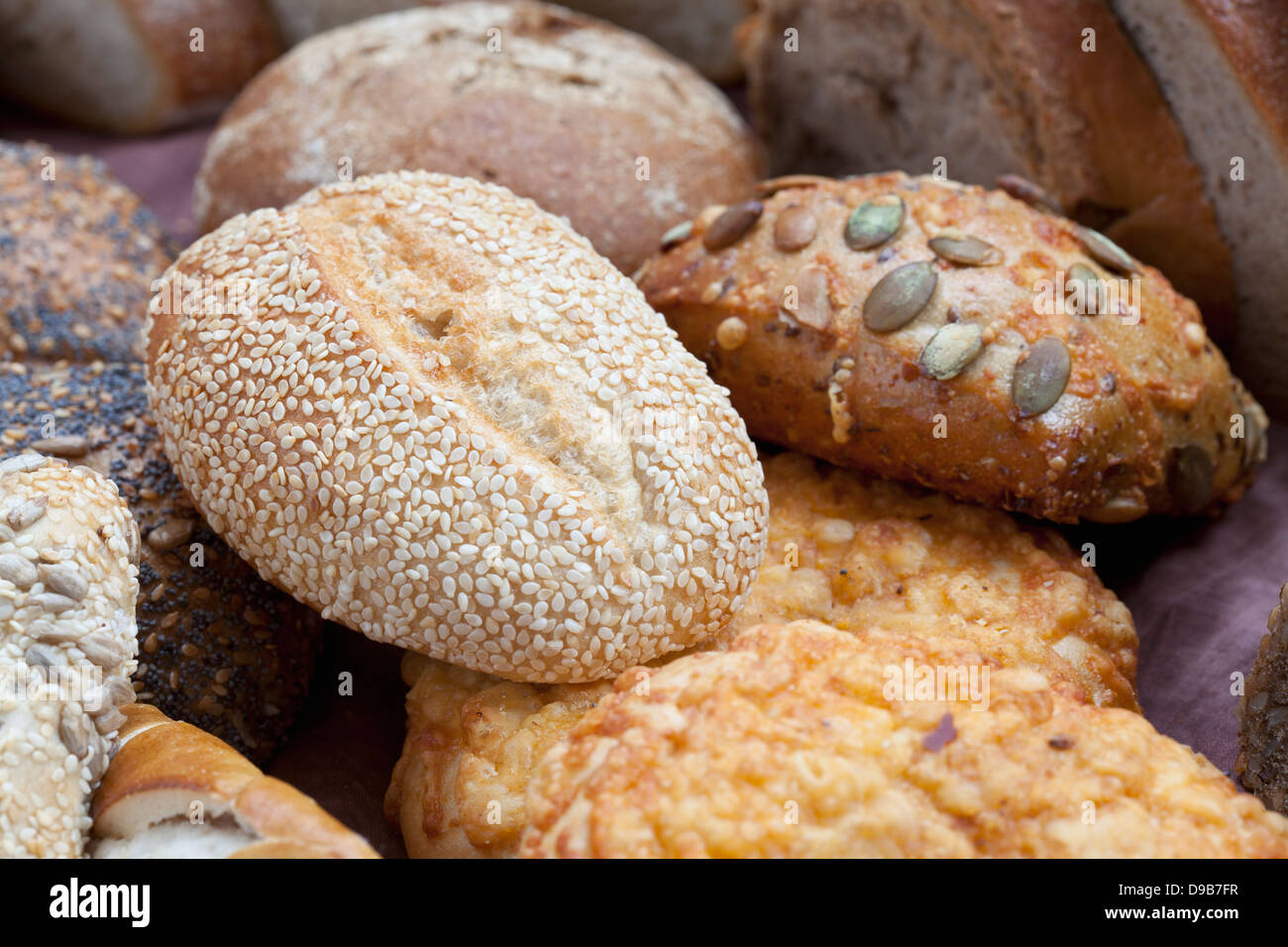 Mixed sorts of bread and rolls, close up Stock Photo - Alamy