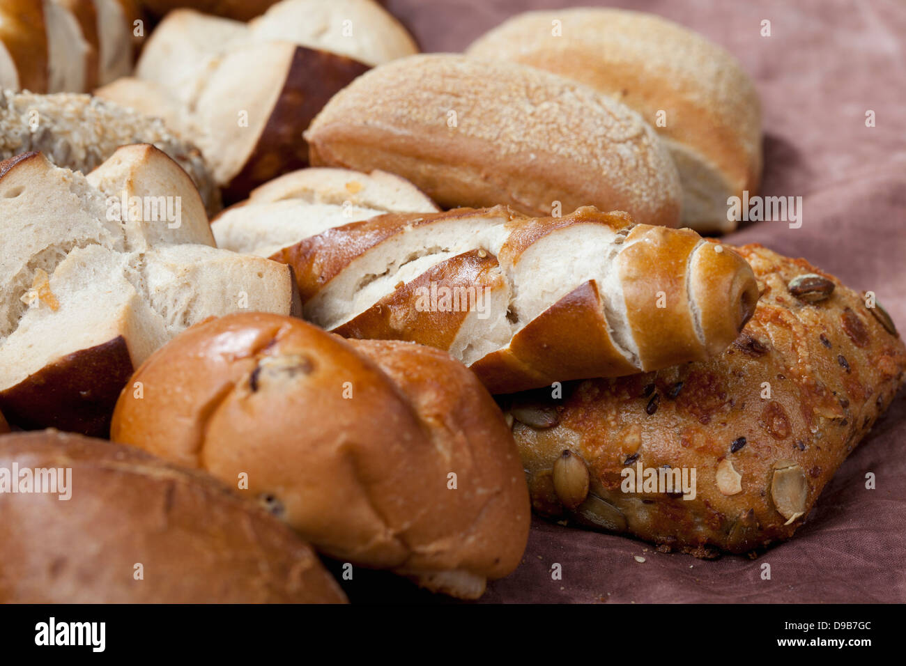 Mixed sorts of bread and rolls, close up Stock Photo - Alamy