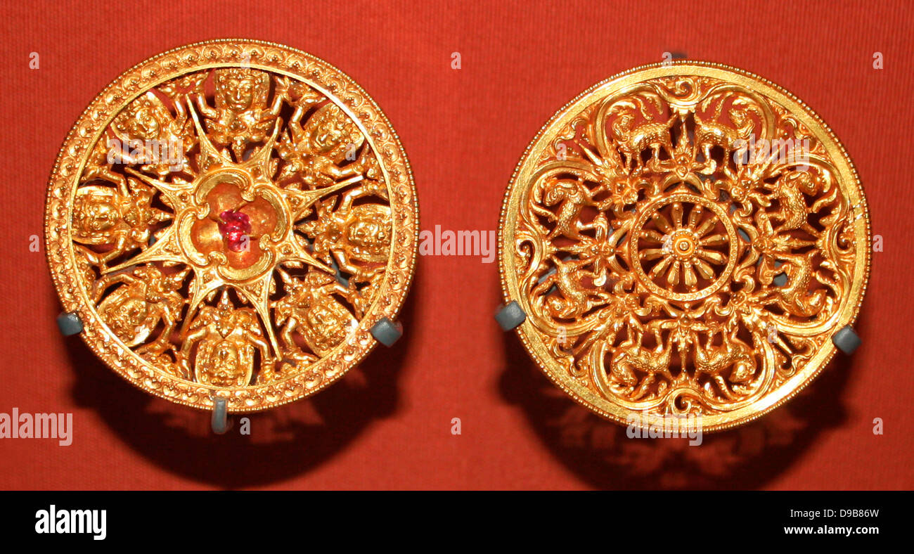 Ear Plug 1375-1400, Majapahit period, Indonesia, East Java, gold and ...