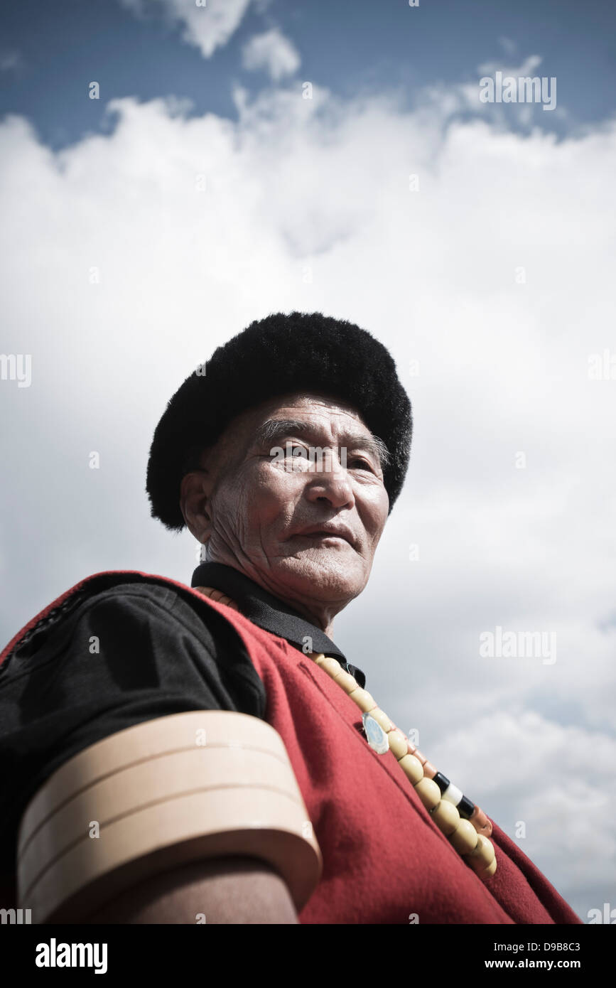 Naga tribesman in traditional outfit, Kisama, Kohima, Nagaland, India ...
