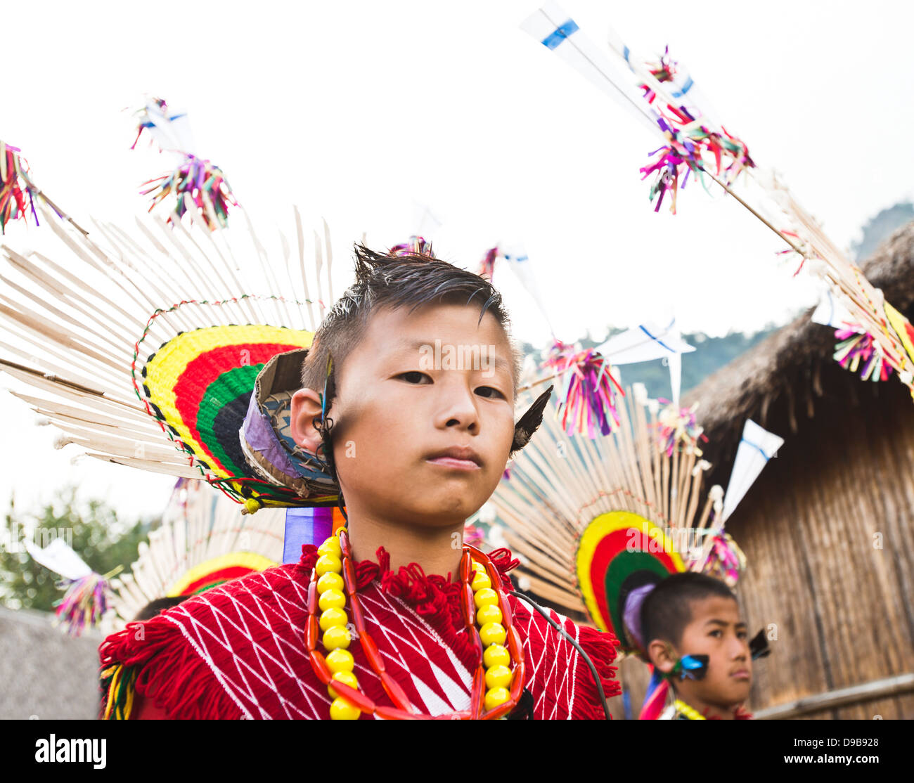 Naga tribal children in traditional outfit during the annual Hornbill ...