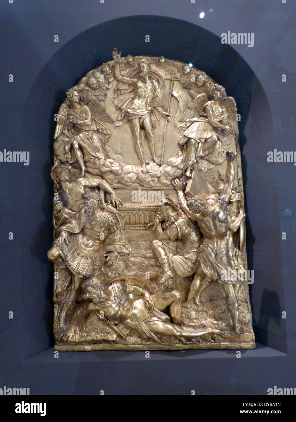 Part of a memorial altar showing the resurrection, prophets and angels ...