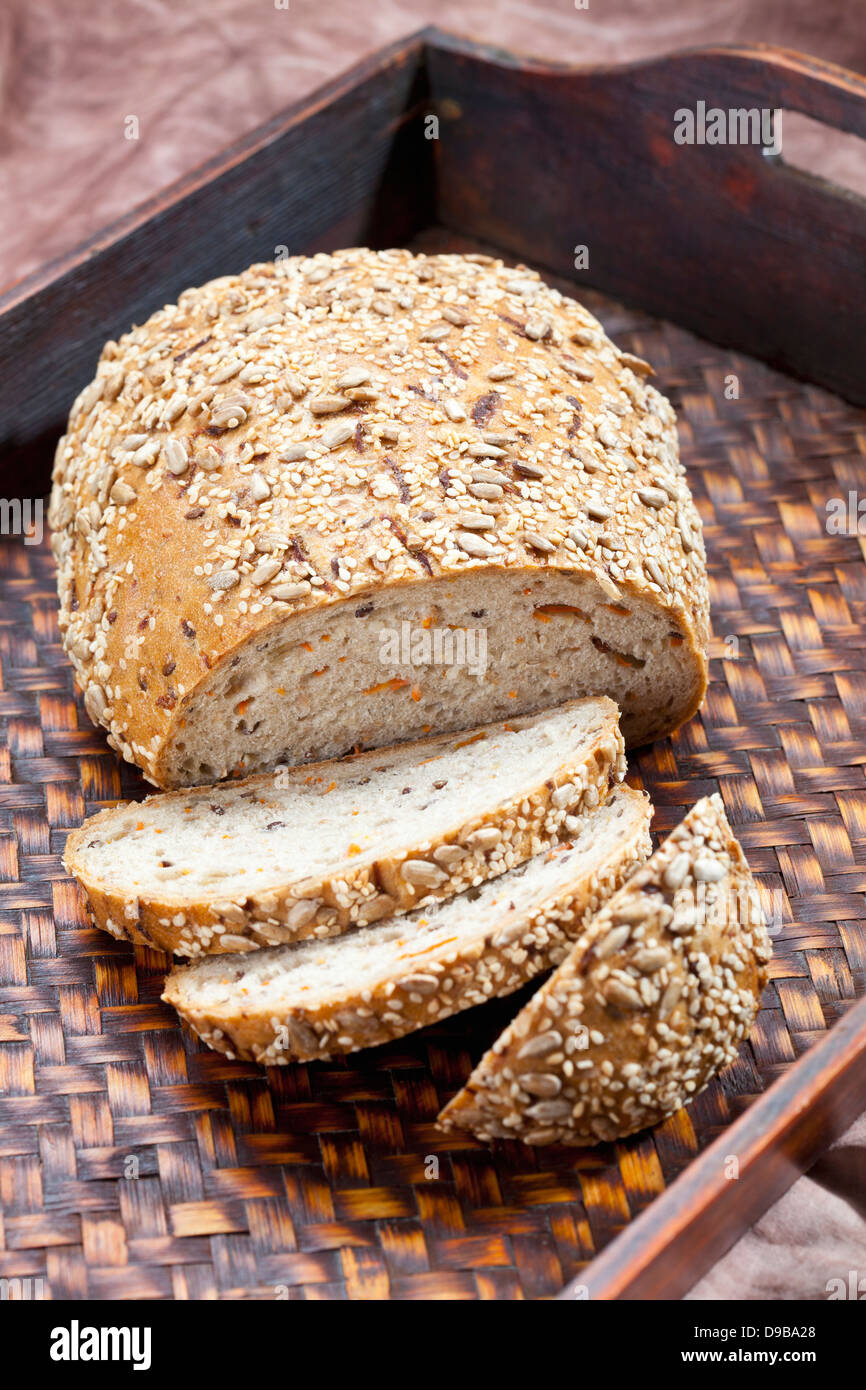 Tray of whole grain bread with carrots hi-res stock photography and ...