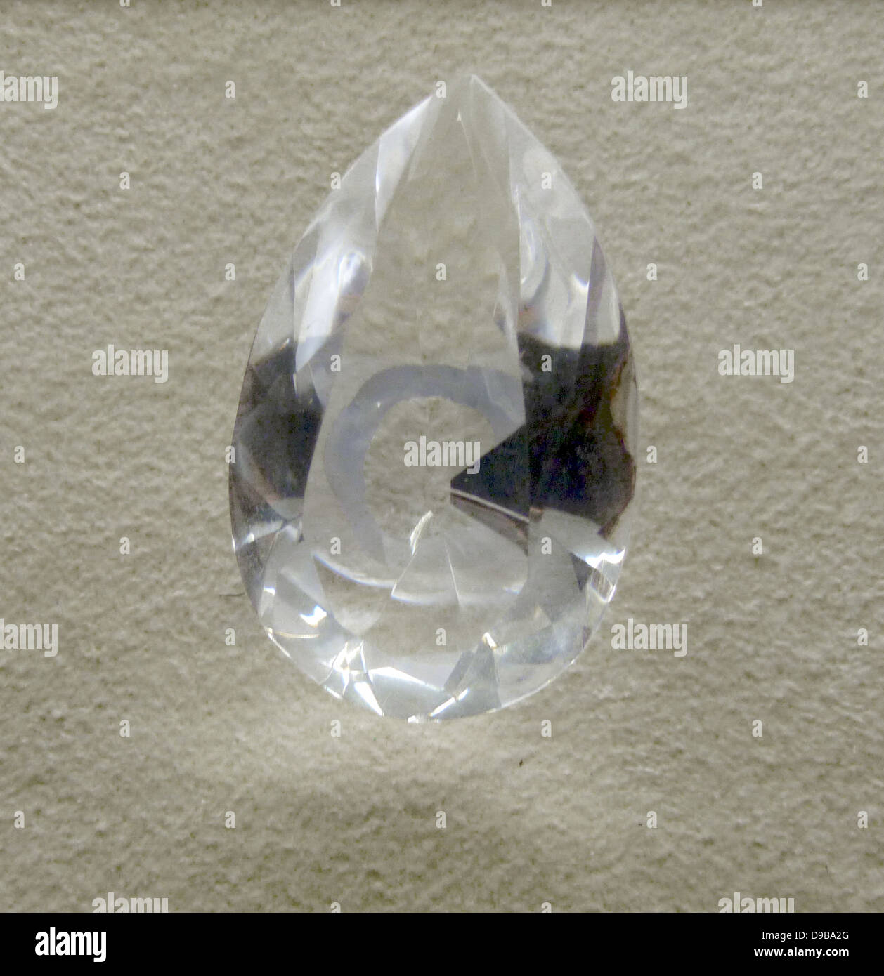 Drop or Pendeloque, a pear shaped glass (crystal) pendant on a lamp or ...