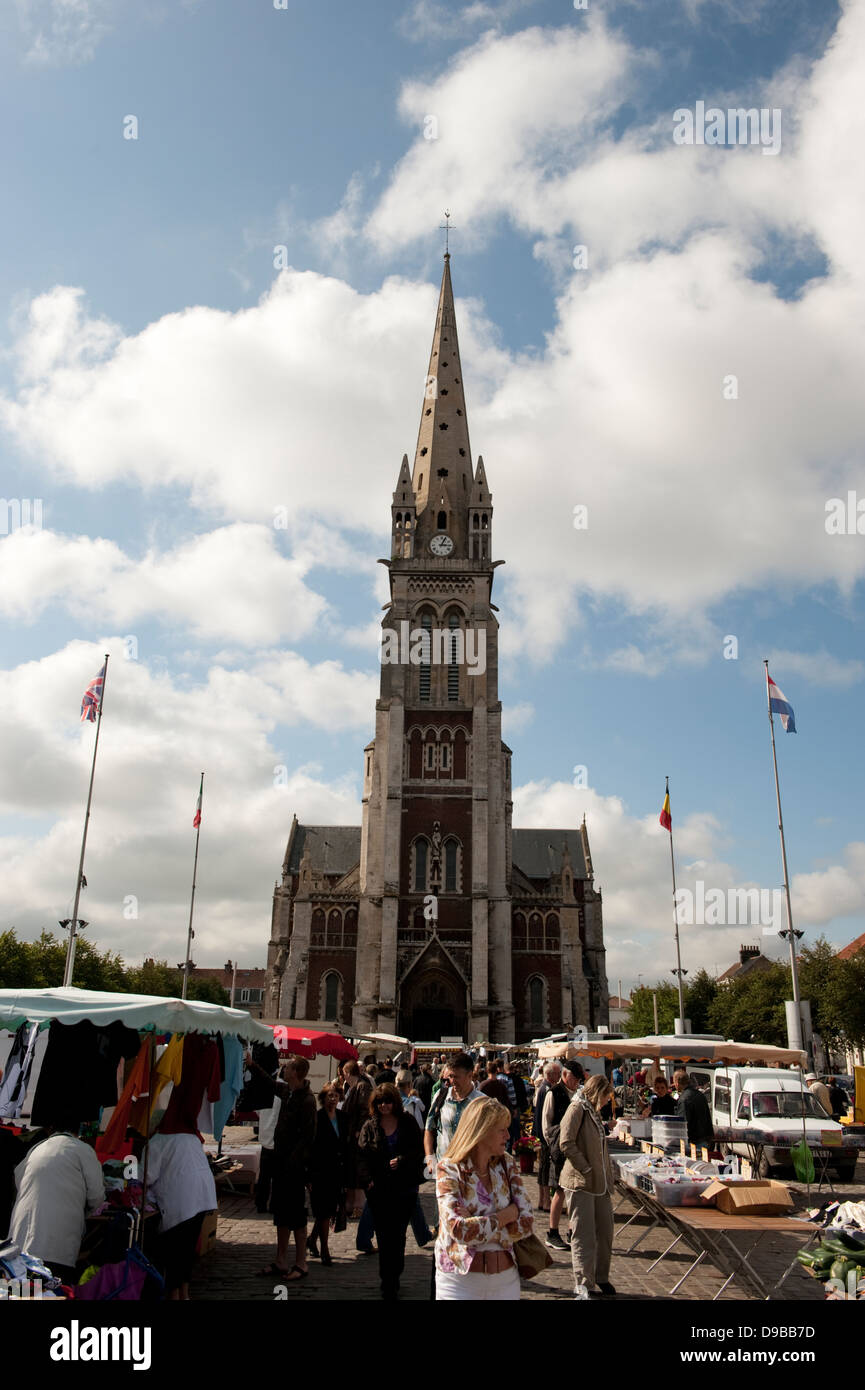 Traditional Farmers Market Town Square Old Calais France Europe Stock ...