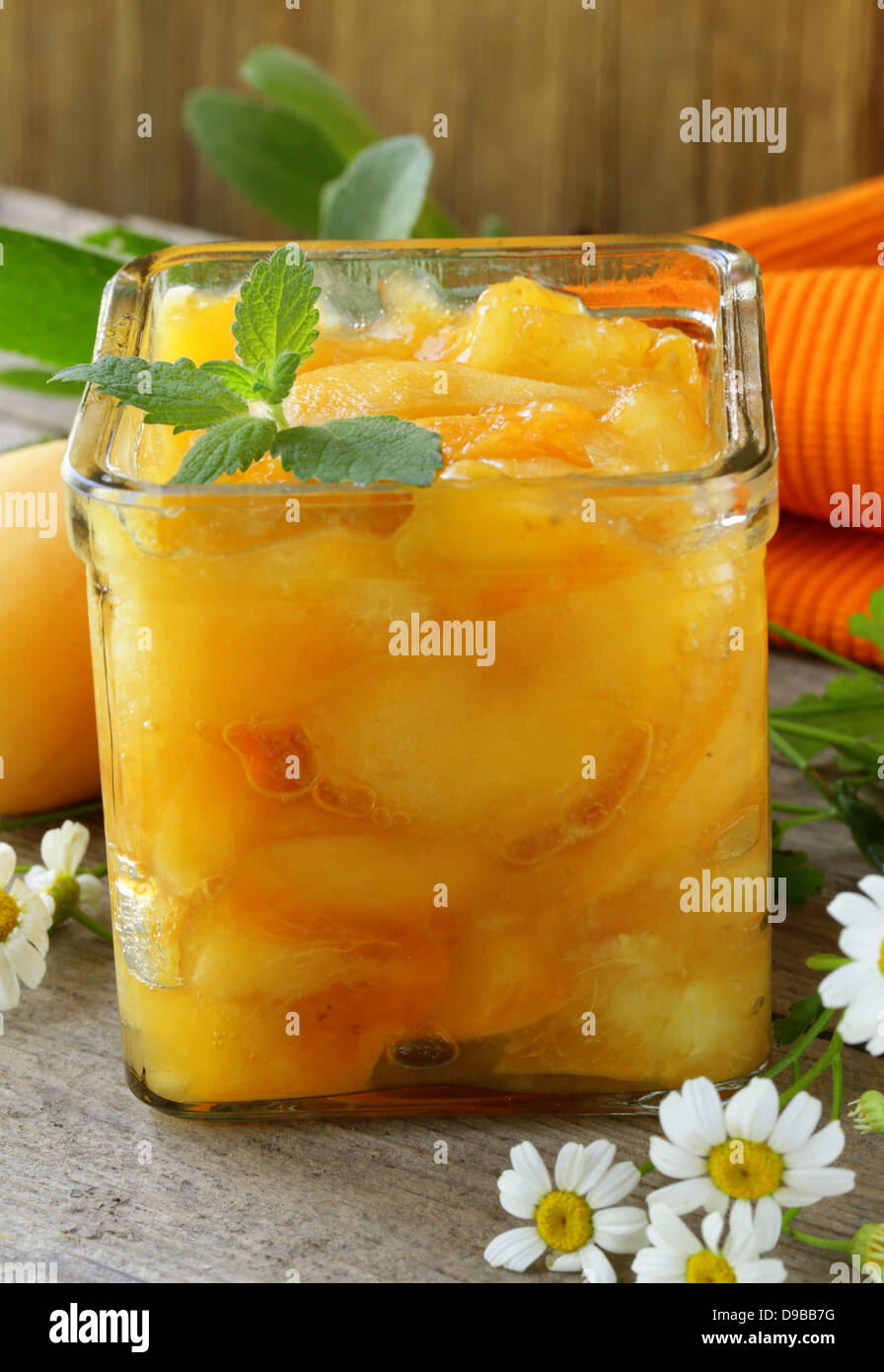 Peach jam in glass hi-res stock photography and images - Alamy