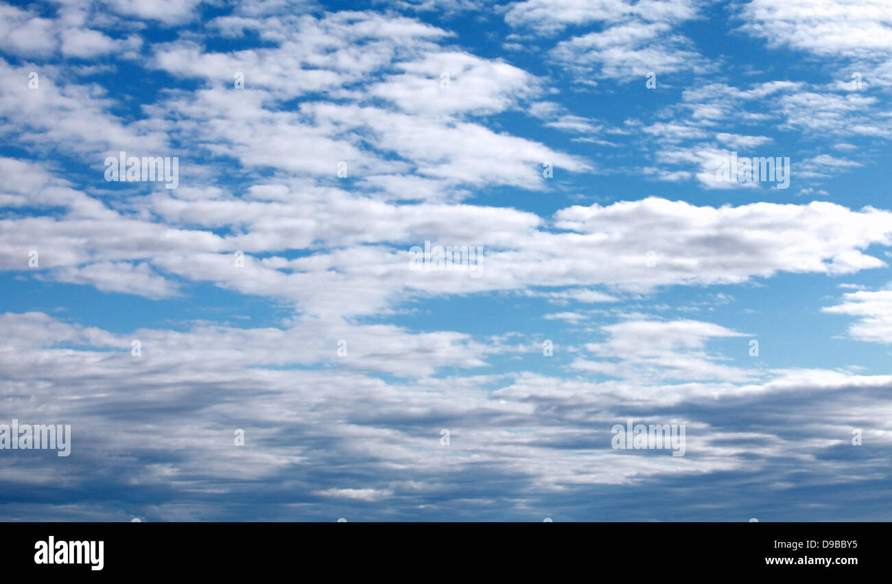 Blue cloudy sky horizontal background texture Stock Photo - Alamy