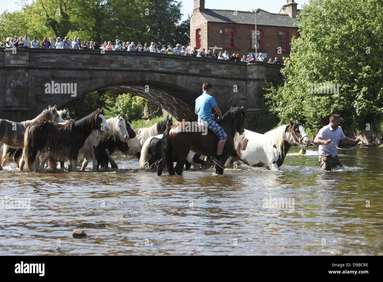 Gypsies wash their horses and ponies in the River Eden before parading ...