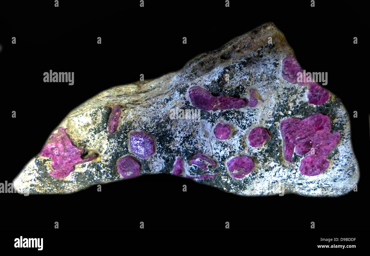 Ruby hexagonal crystals in hornblende hi-res stock photography and ...