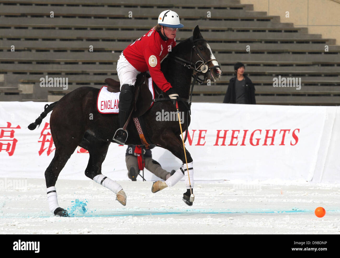 Chris Hyde of England v New Zealand FIP Snow Polo World Cup at the ...