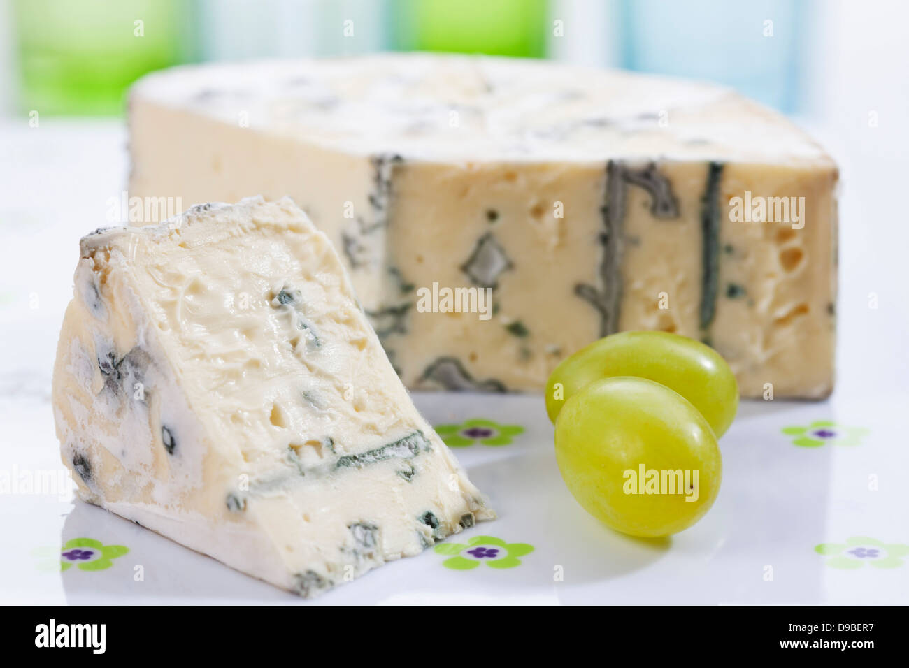 Blue cheese with peppercorn, close up Stock Photo - Alamy
