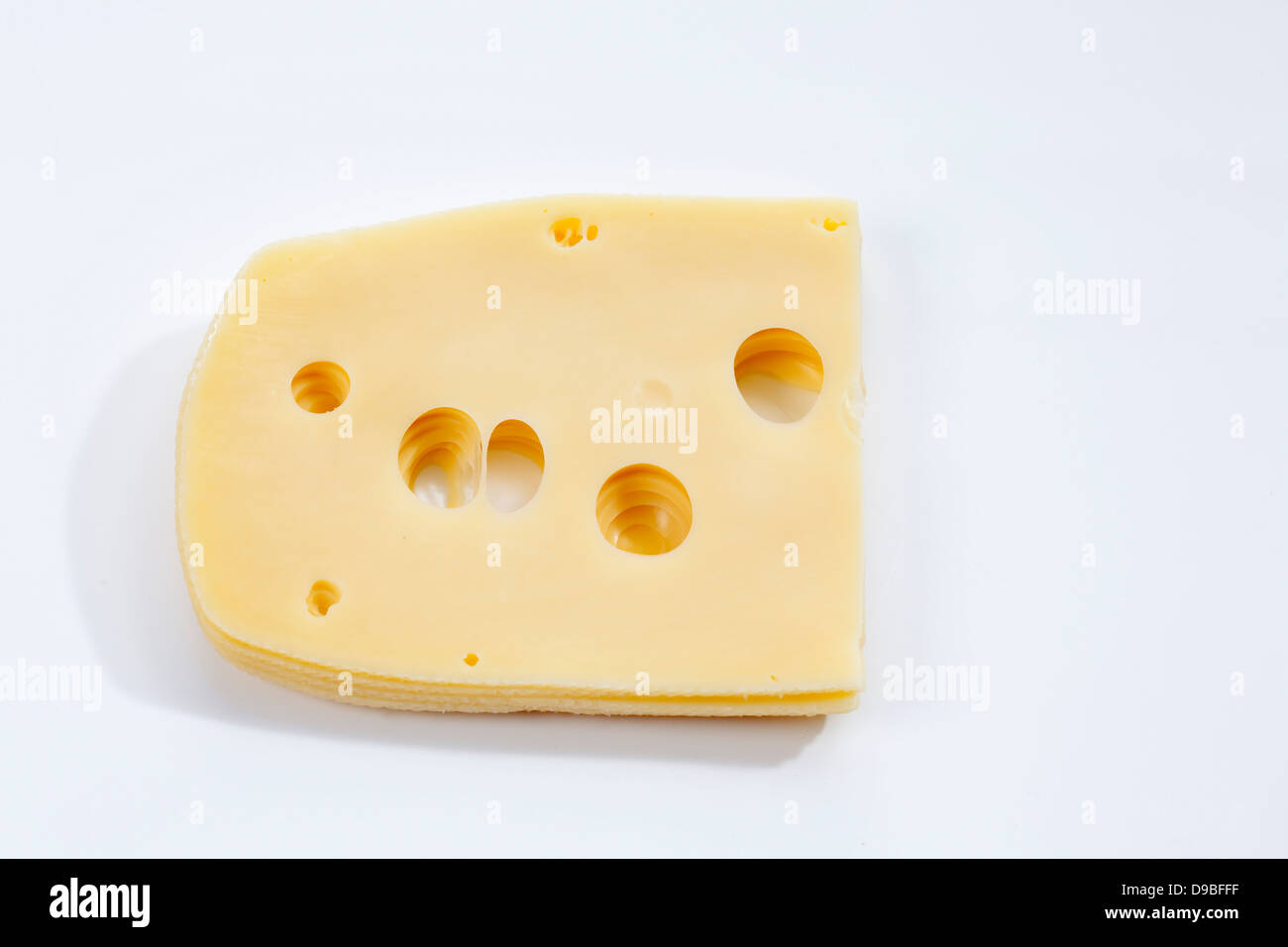 Slices of Leerdammer Cheese on white background, close up Stock Photo ...