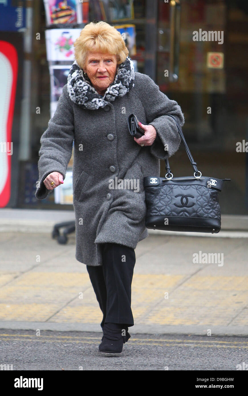 Nanny Pat from The Only Way is Essex filming in Loughton Essex, England ...