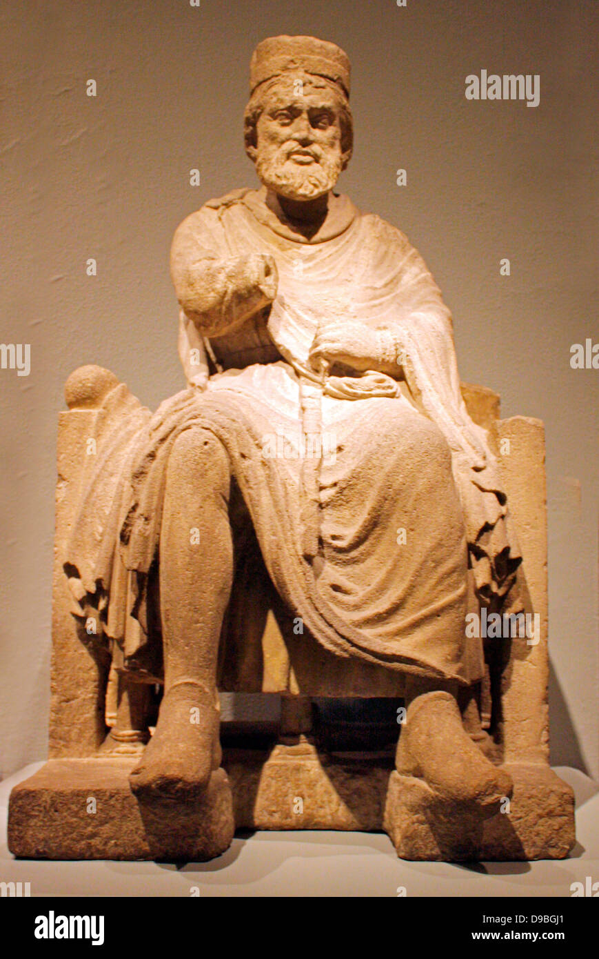 Limestone Sculpture of an Enthroned King. North Italian, Lombardy or ...
