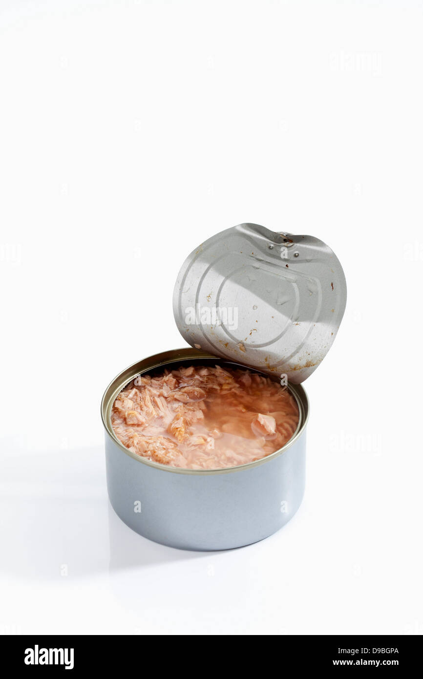 Can of tuna on white background Stock Photo - Alamy