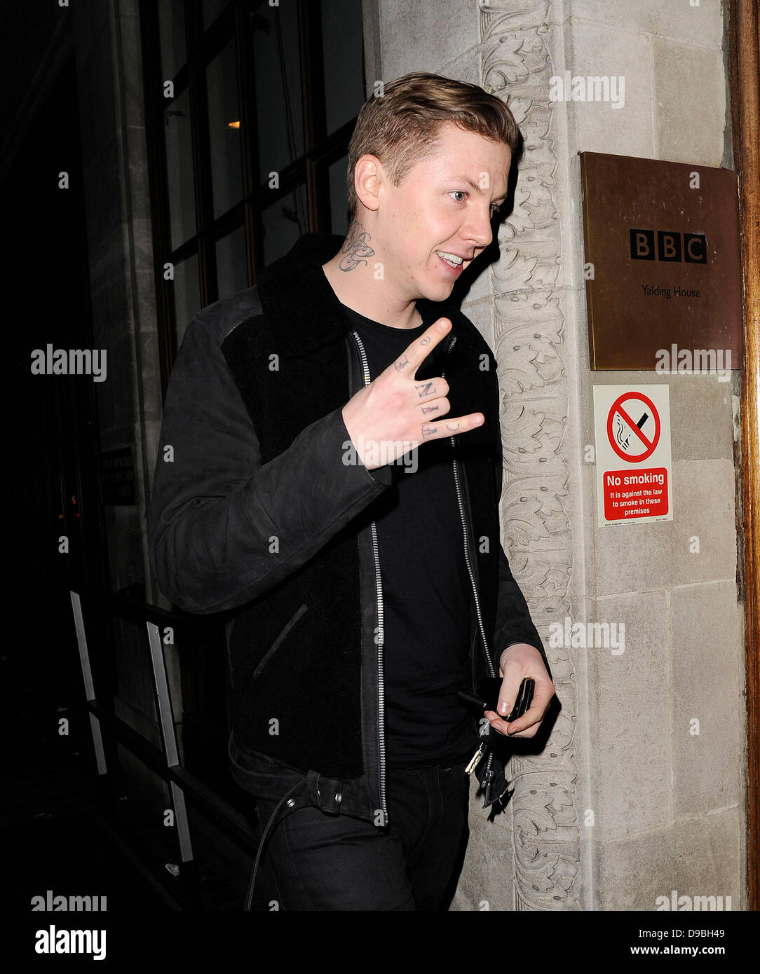 Rapper Professor Green arriving at Radio 1 to appear on Nick Grimshaw's ...