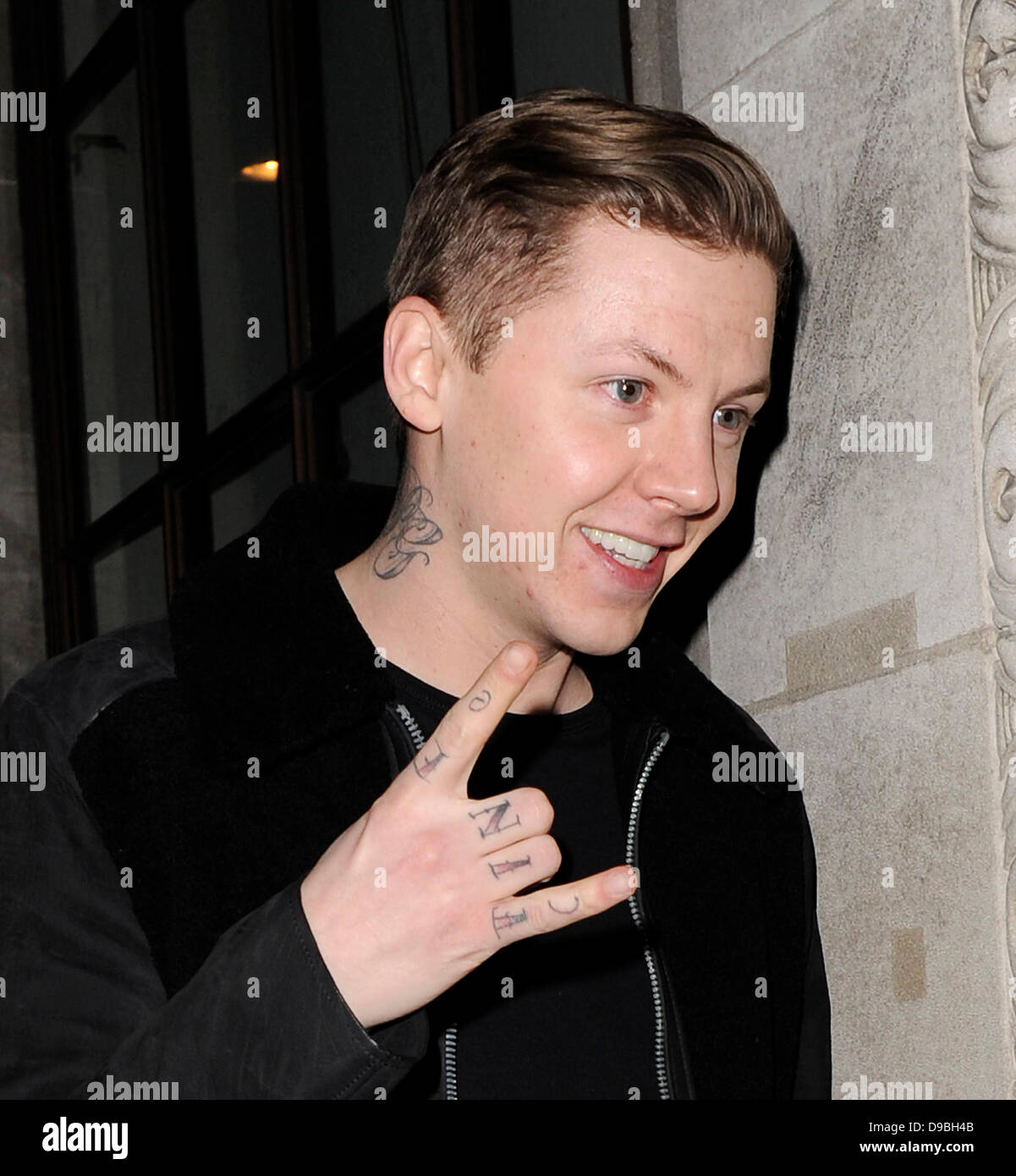 Rapper Professor Green arriving at Radio 1 to appear on Nick Grimshaw's ...