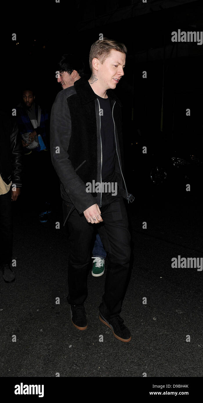 Rapper Professor Green arriving at Radio 1 to appear on Nick Grimshaw's ...