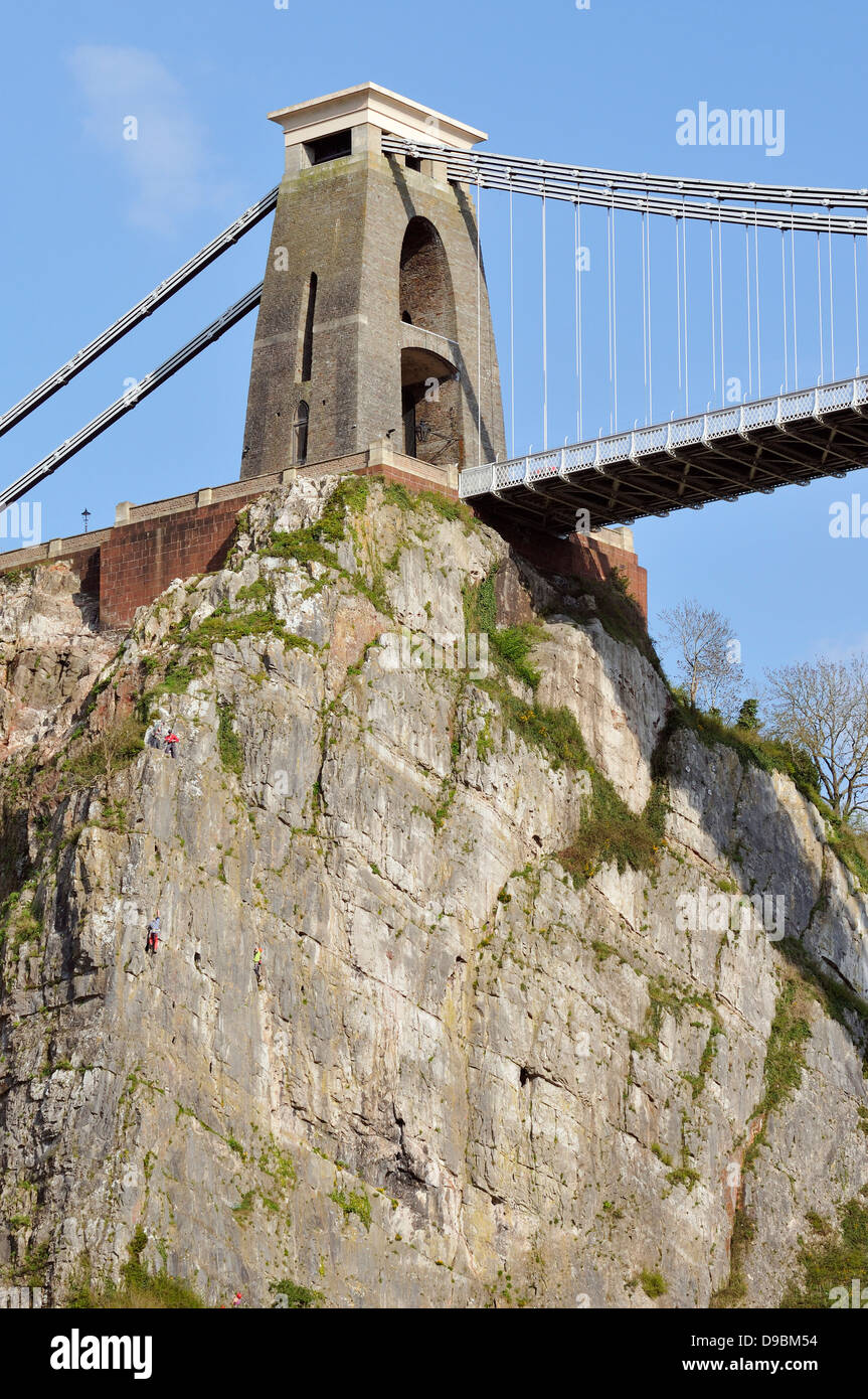 Cliffs and North Tower of Brunell's Clifton Suspension Bridge, Avon ...