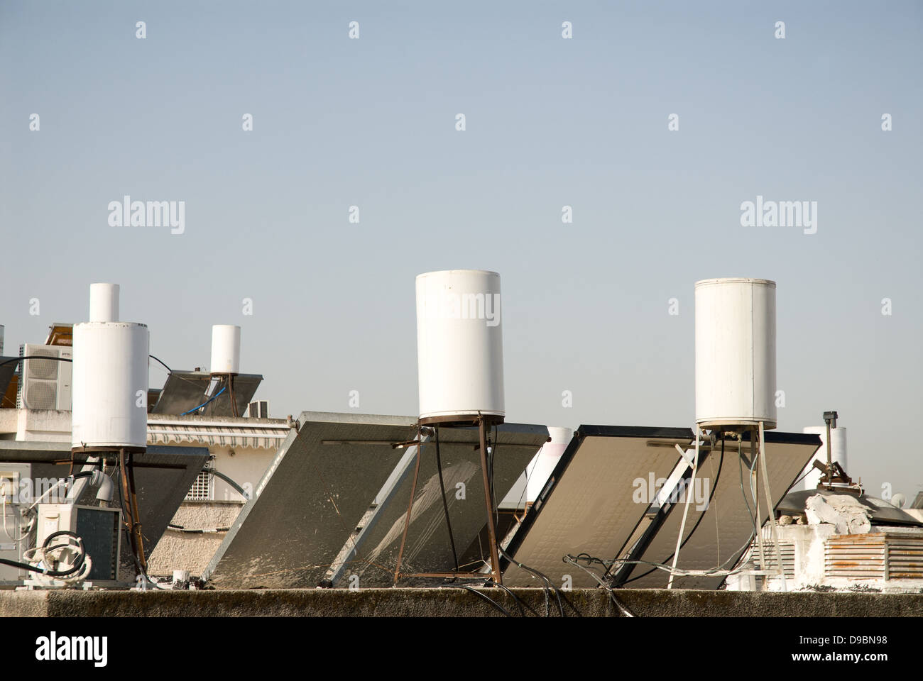 Solar panels for hot water provision in apartment building of Israel ...