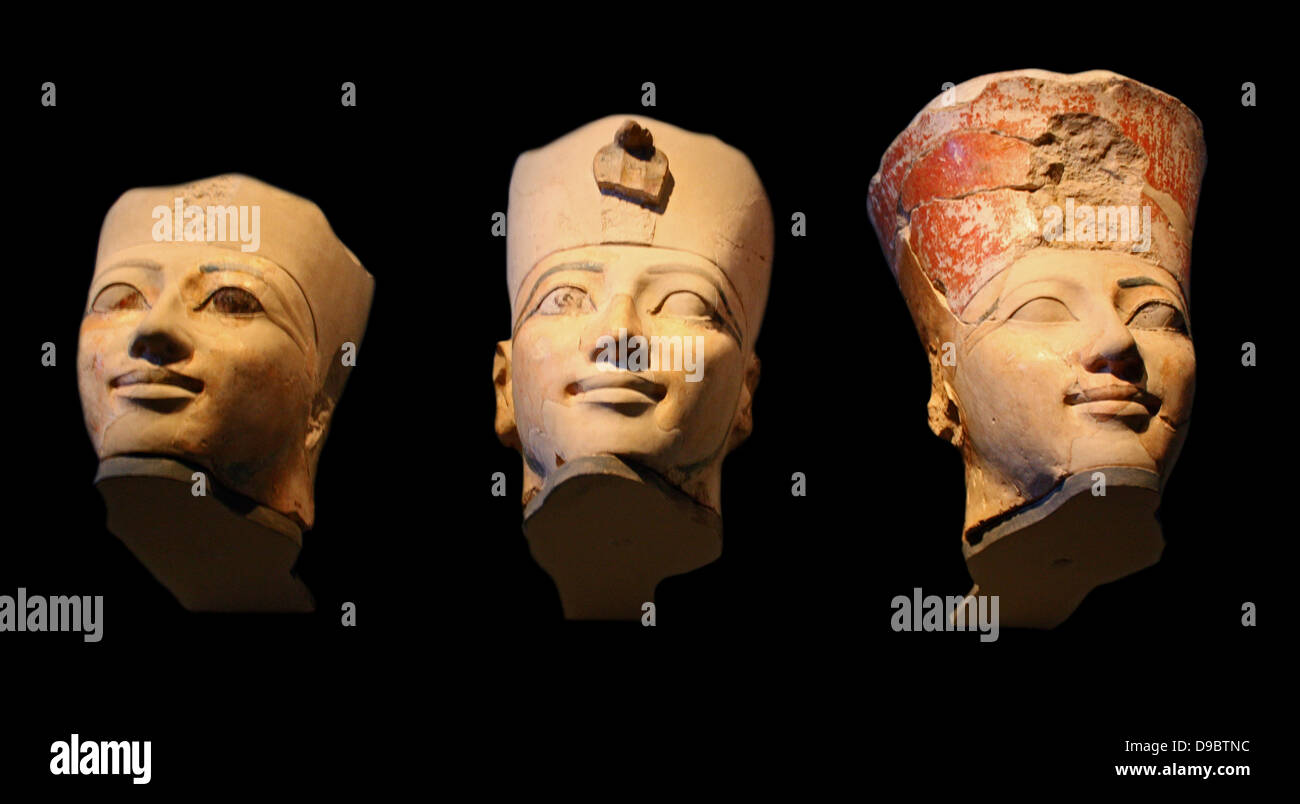 Three Heads from Osiride Statues, originally positioned in the Upper ...