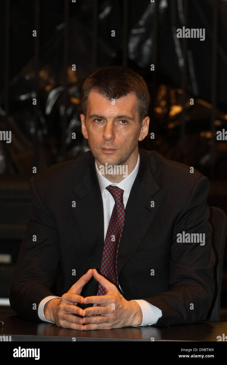 Russian billionaire Mikhail Prokhorov at the meeting with his electoral ...