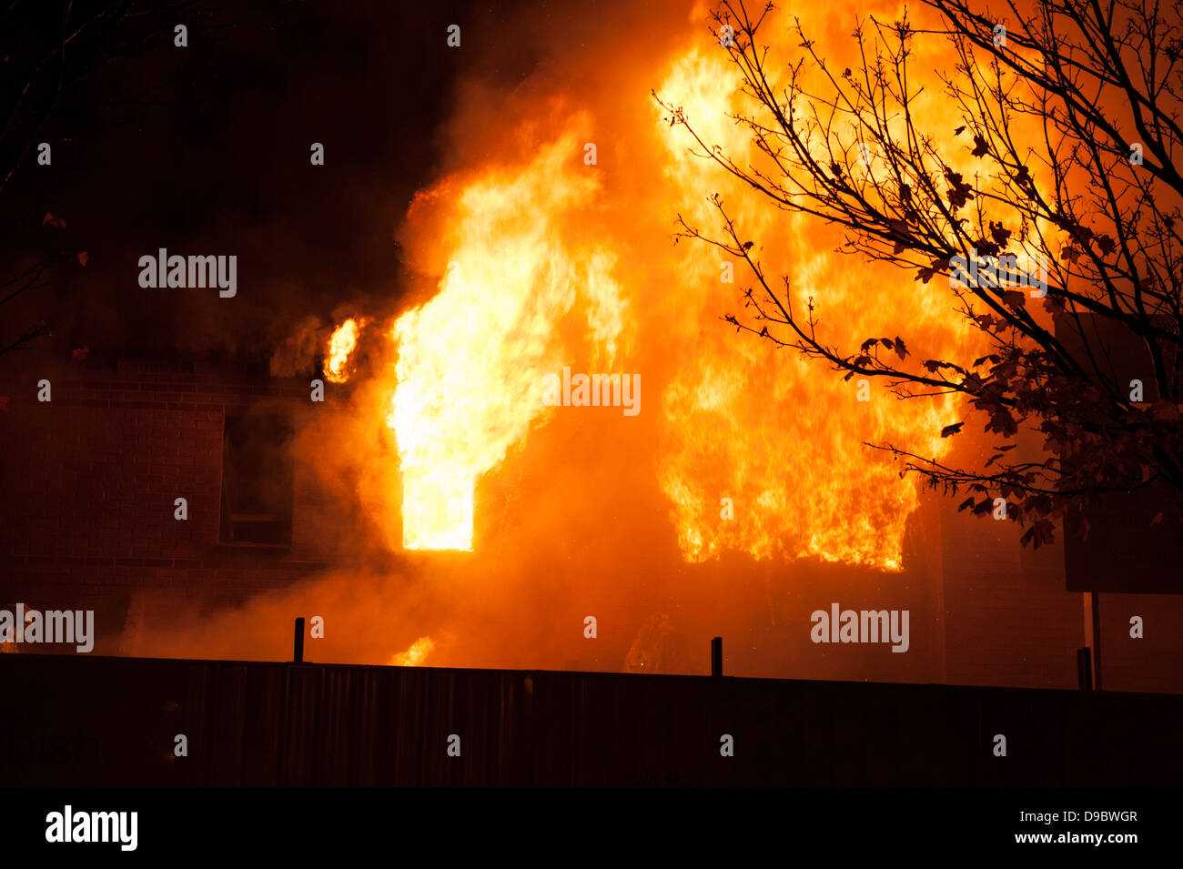 Severe House Fire Roaring flames Rescue Real Stock Photo - Alamy