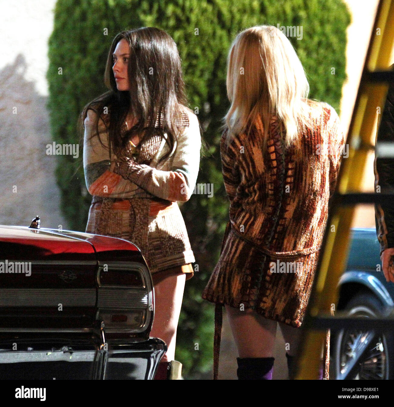 Amanda Seyfried and Juno Temple are seen on the set of 'Lovelace' in ...