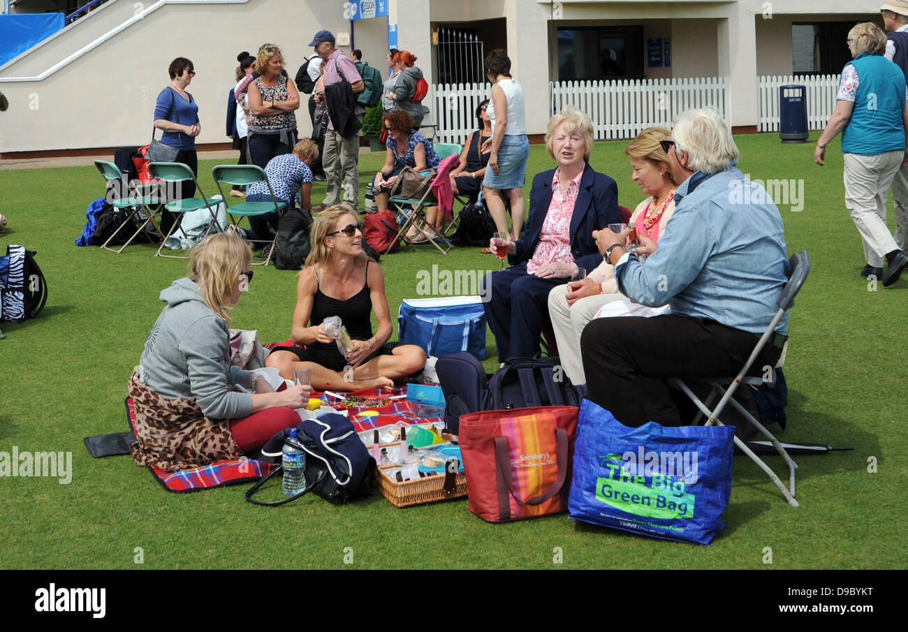 Fans enjoy the hot sunny weather at the Aegon International Tennis ...