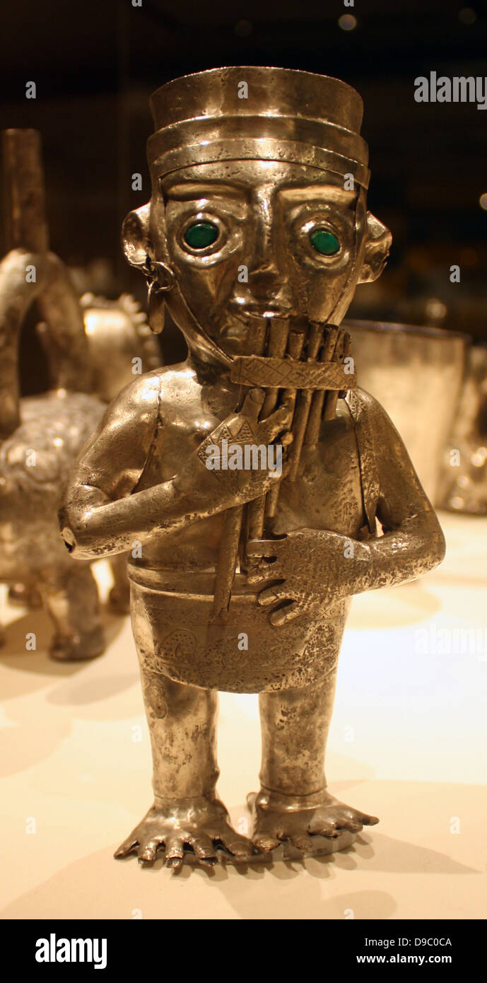 Panpiper Vessel. Peru: Chimu. 14th-15th century. Hammered silver ...
