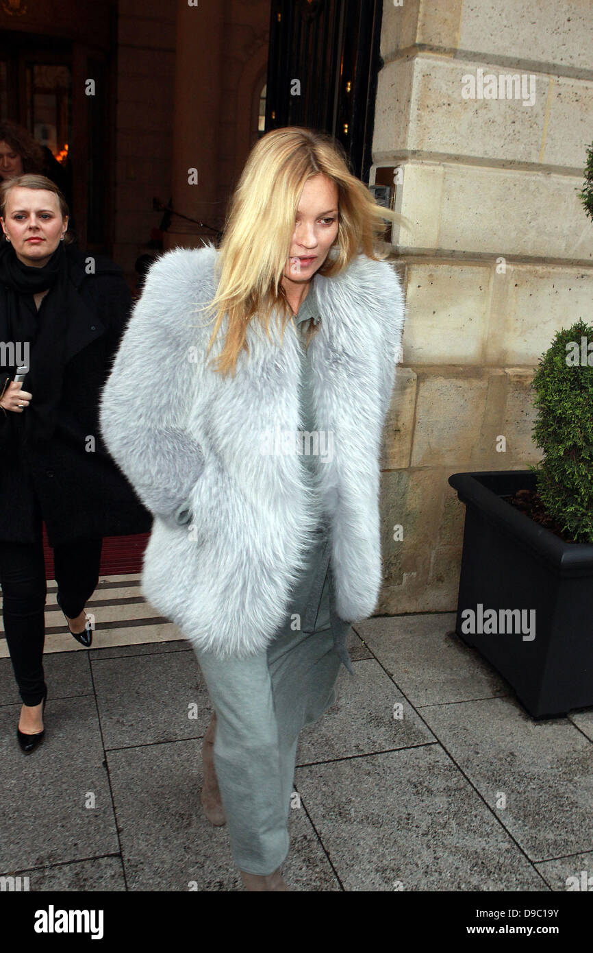 Kate Moss leaving the Ritz hotel during Paris Fashion Week Paris ...