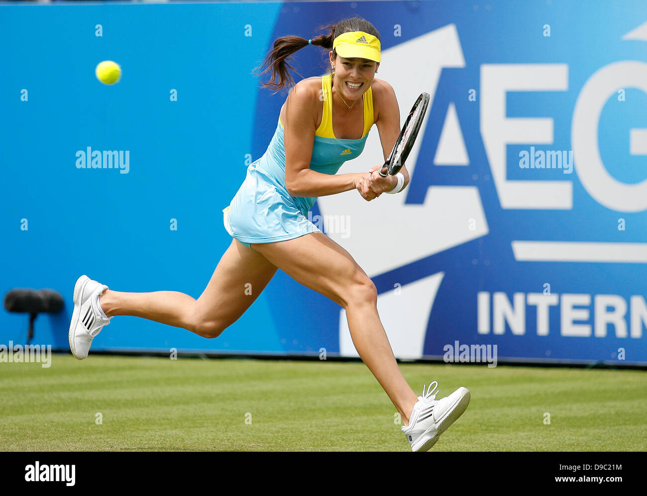 Eastbourne, UK. 17th June, 2013. Ana Ivanovic(SRB) and Elena Vesnina ...
