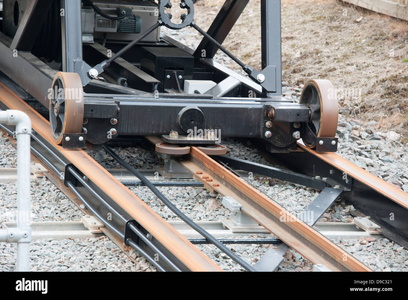 Brakes and Wheels on mine cart safety Stock Photo - Alamy