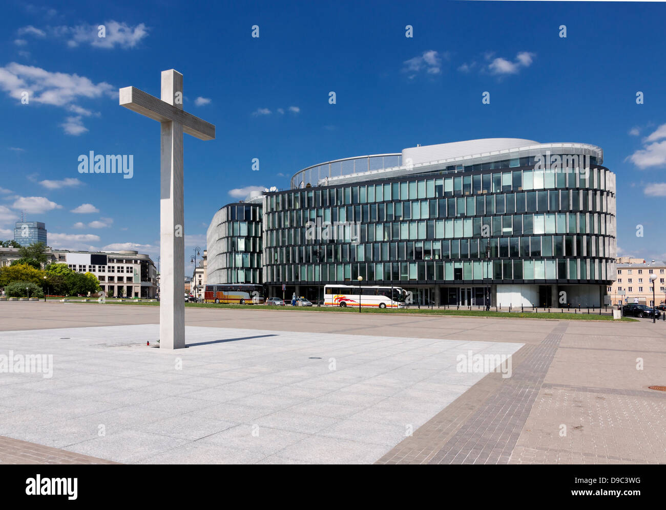 Sights of Poland. Modern architecture in Warsaw. Pilsudzkiego square ...