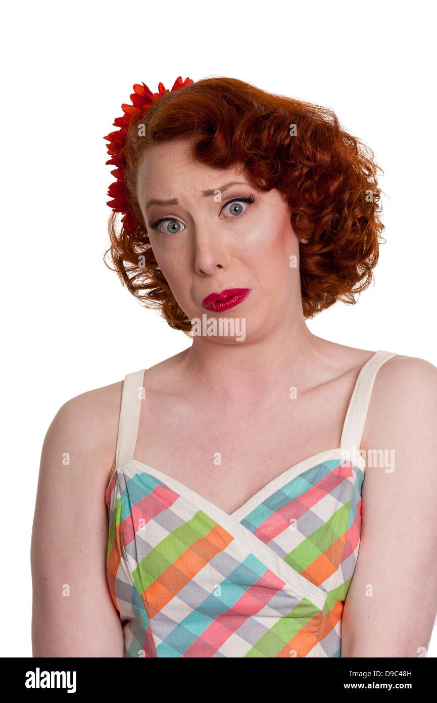 Retro woman with humorous facial expression Stock Photo - Alamy