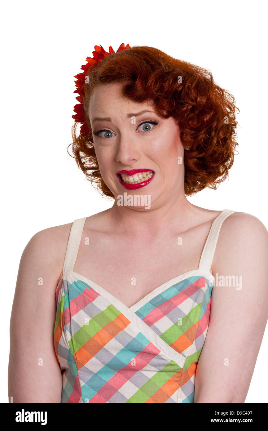 Retro woman with humorous facial expression Stock Photo - Alamy