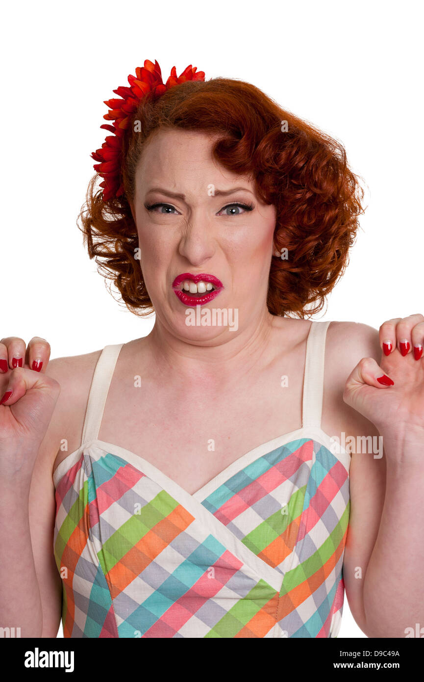 Retro woman with humorous facial expression Stock Photo - Alamy