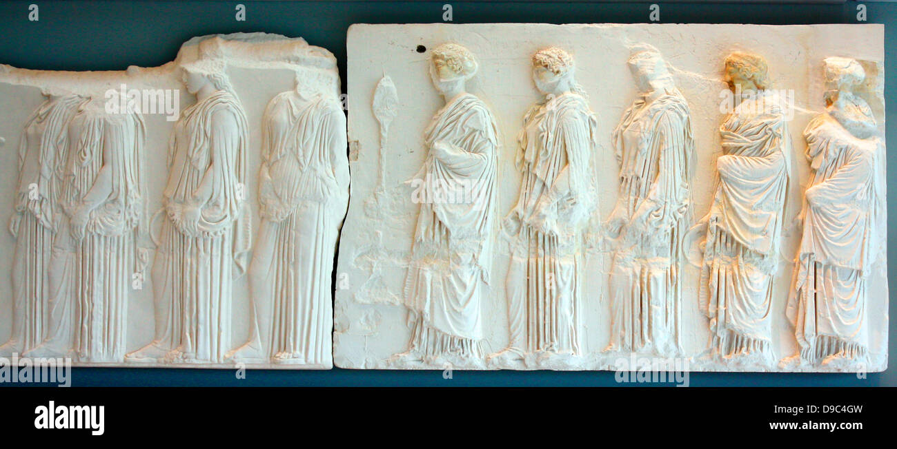 The procession of girls continues with five female figures wearing ...