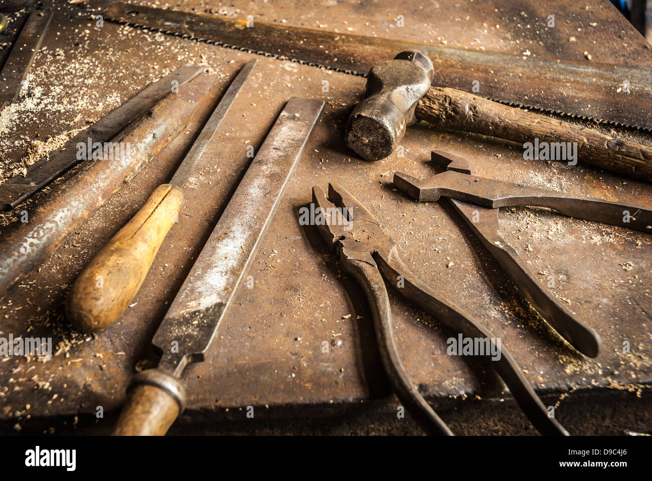 Old Workshop Tools Stock Photo - Alamy